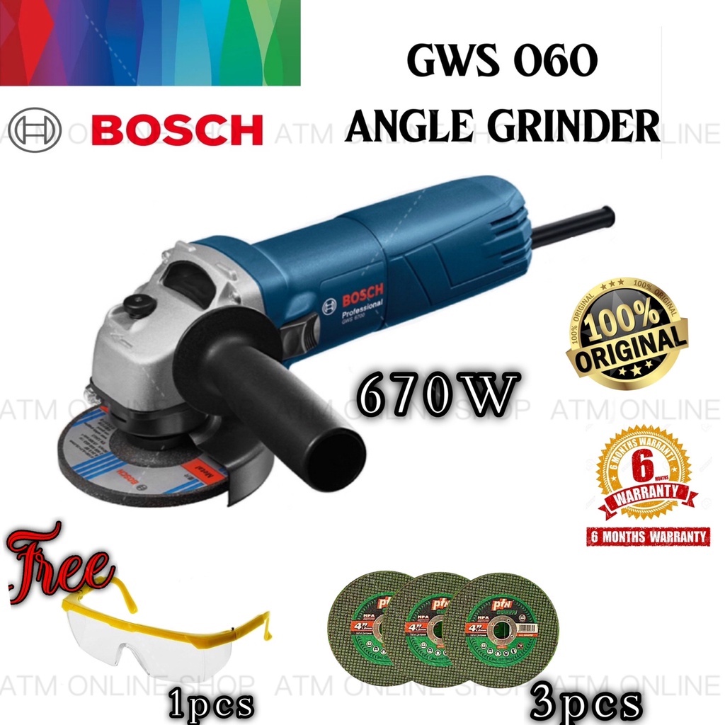 4" Bosch Angle Grinder GWS 060 / Makita Grinder Potong Besi | Shopee ...