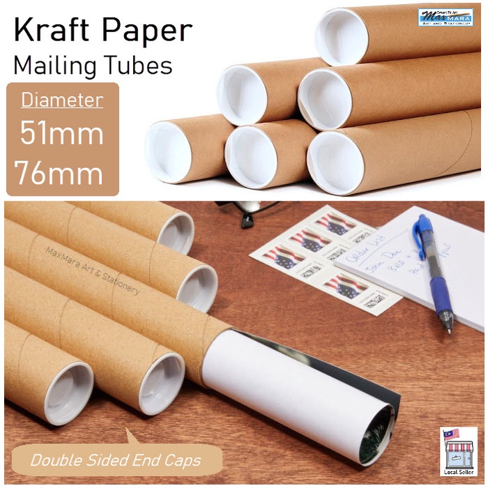 (Maxmara Art) Kraft Paper Tube Roll Poster Tube Mailing Tubes Storage ...