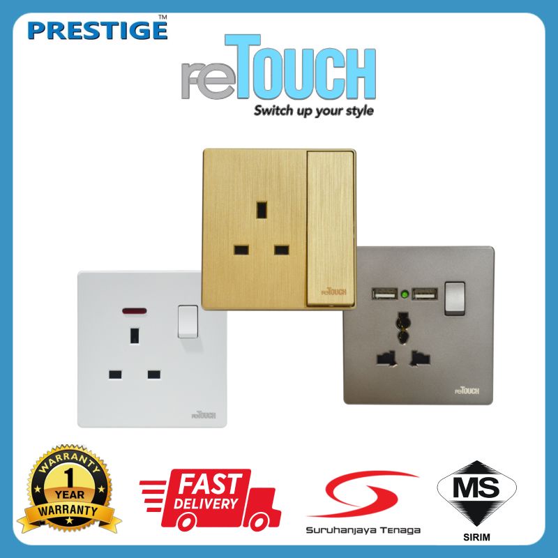 Retouch Ultra Rimless Socket WHITE/GREY/GOLD and Wall Switch Slim ...