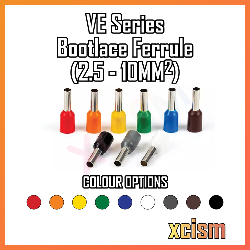 (100 Pcs) VE Series Insulated Bootlace Ferrule Cord End Sleeve Wire ...