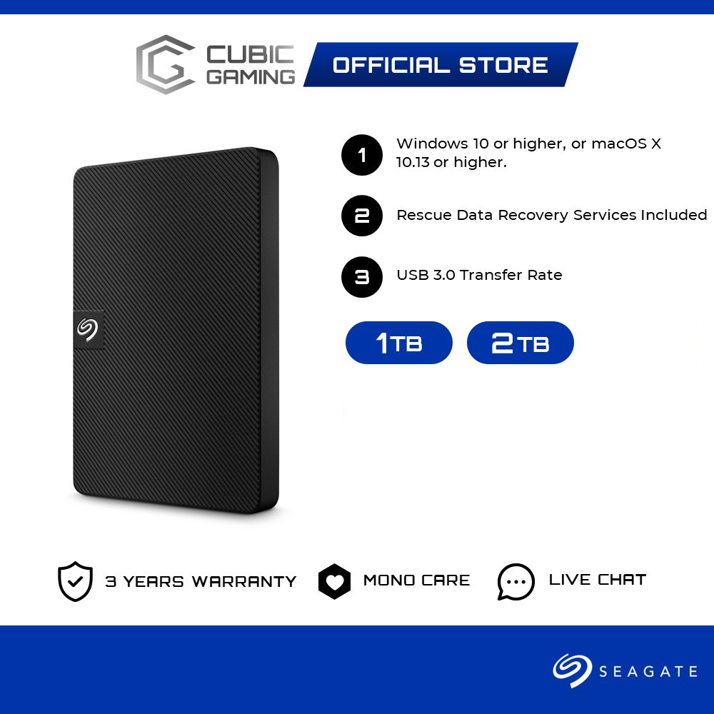 Seagate Expansion Portable External Hard Disk HDD Hard Drive (1TB/2TB) Free Soft Pouch | Shopee ...