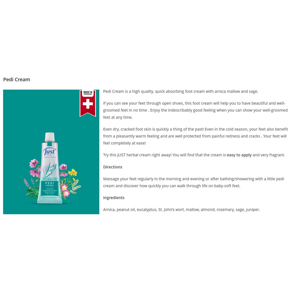 Cracked heels, Feet & Toes Just Swiss Herbal Pedi Cream - Made in ...
