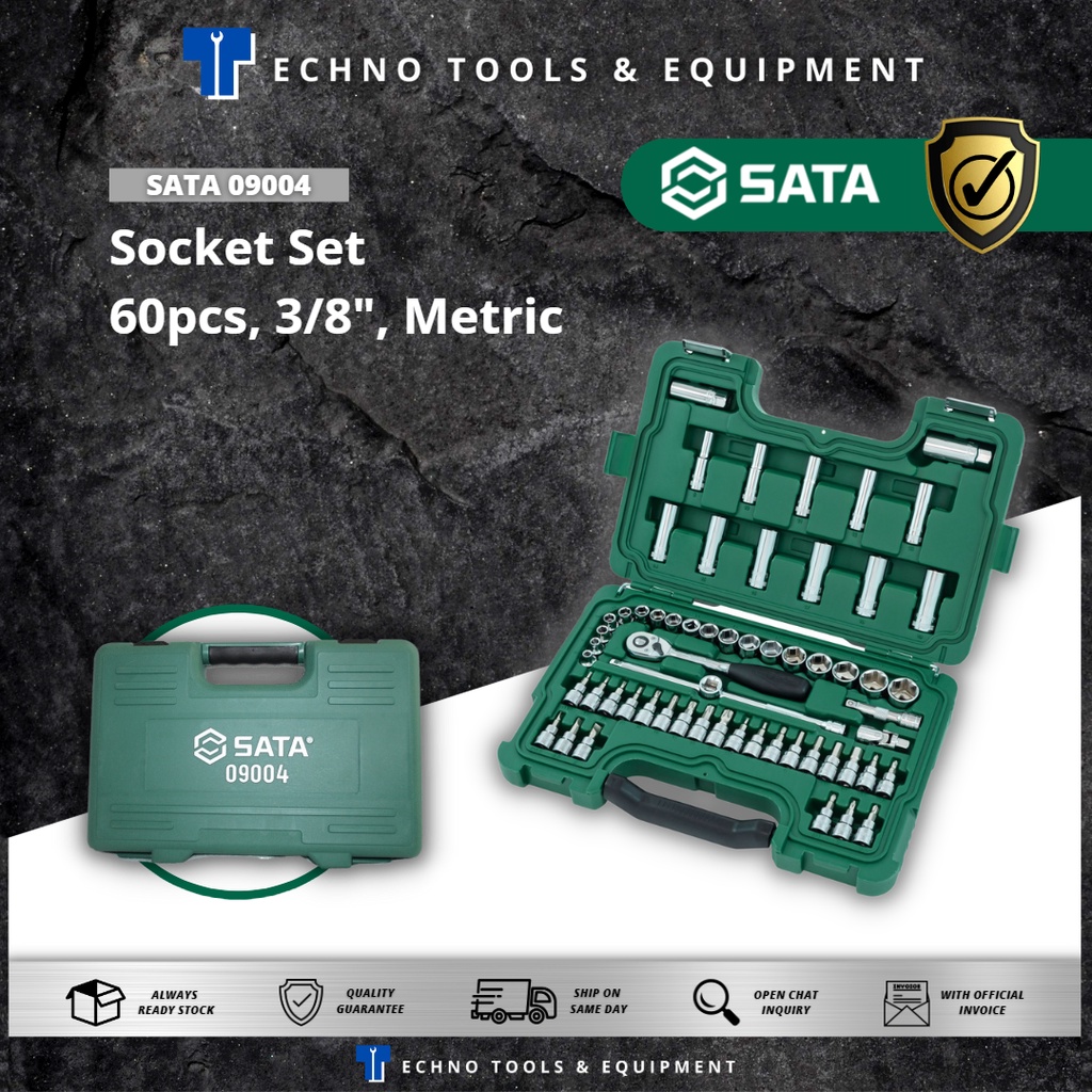 SATA 09004 Socket Set 60pc, 3/8", Metric - New & Original | Shopee Malaysia