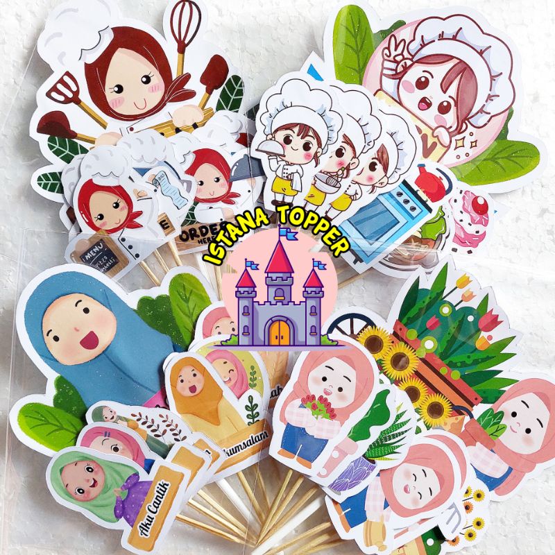 Standart Muslim Theme Cake Topper / Chef Topper / Girl Farming Topper ...