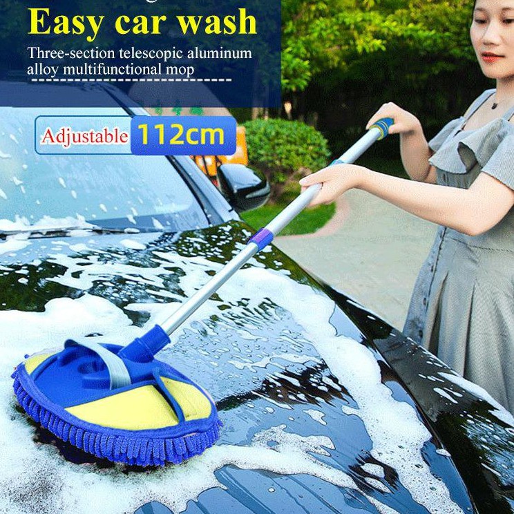 Adjustable Three Section Telescopic Car Wash Mop Stick Microfibre ...