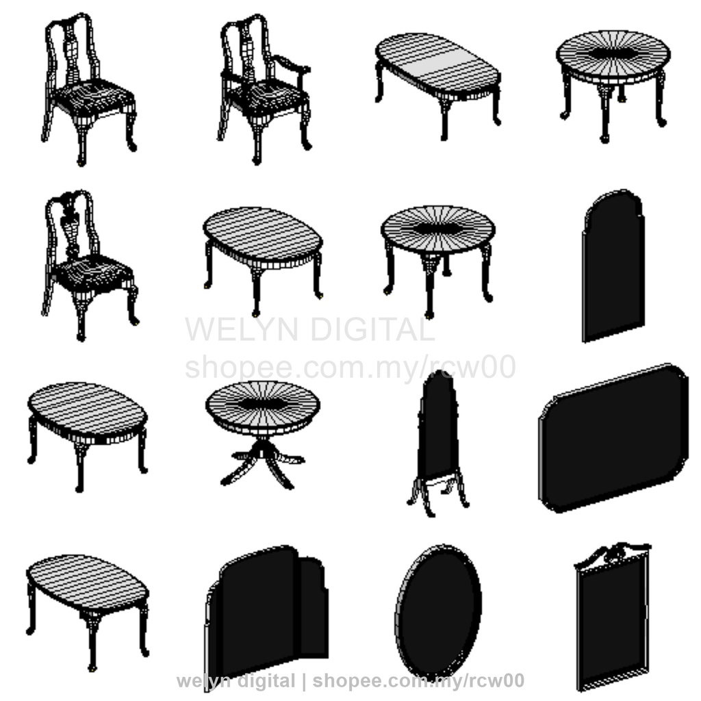 Autodesk | Revit 2025 | 128 Chair set Revit Family Files MATERIALS for ...