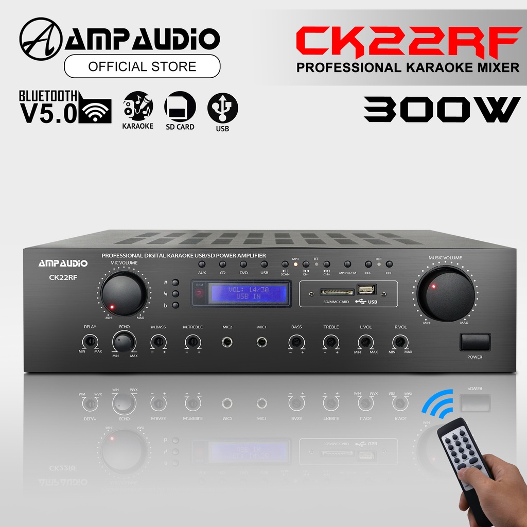 Ampaudio CK22F Karaoke Amplifier Bluetooth Stereo Amplifier Wireless ...