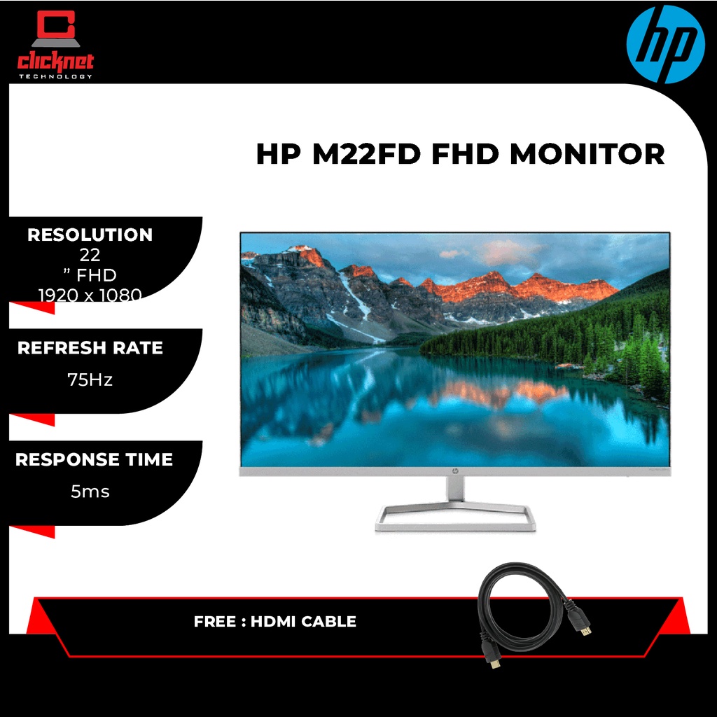 HP M22F(21.5) FHD Flat Monitor (IPS Panel, Full HD, 5ms, FreeSync, 75Hz ...