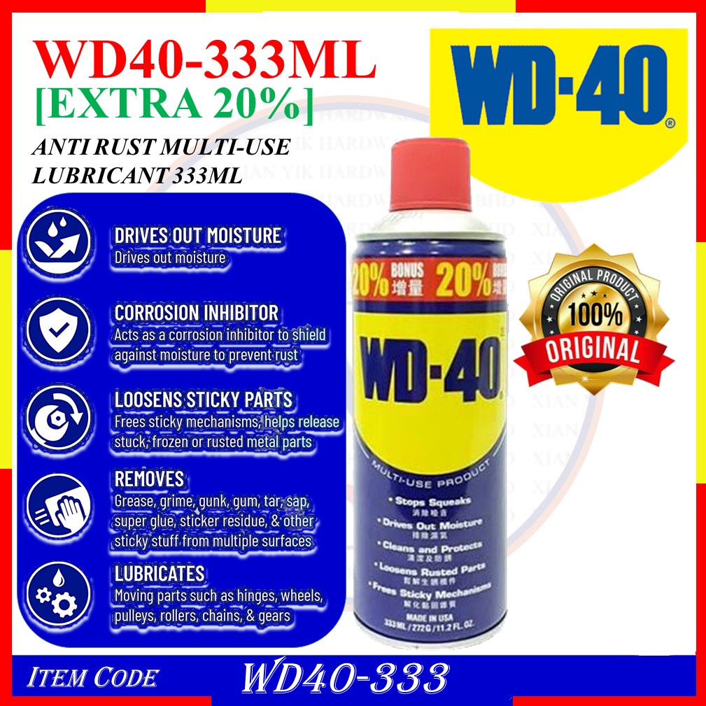WD40-333 [EXTRA 20%] 333ML ANTI RUST MULTI-USE LUBRICANT | Shopee Malaysia