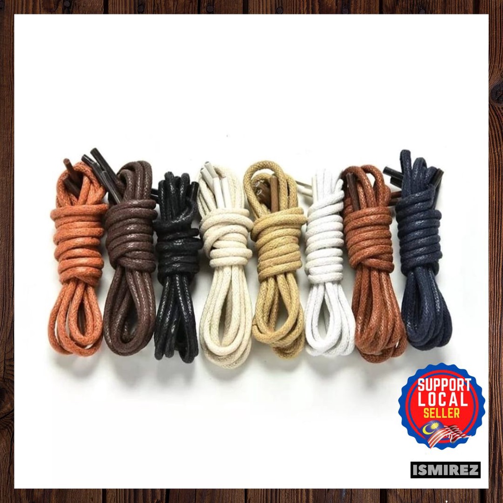 1 pair Waxed Round Shoe Laces Sepasang Tali Kasut Bulat Wax (Leather ...