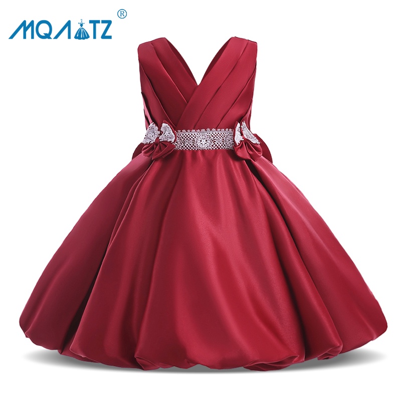 MQATZ Vintage Kids Backless Party Dress For Girl Children Costume Bow ...