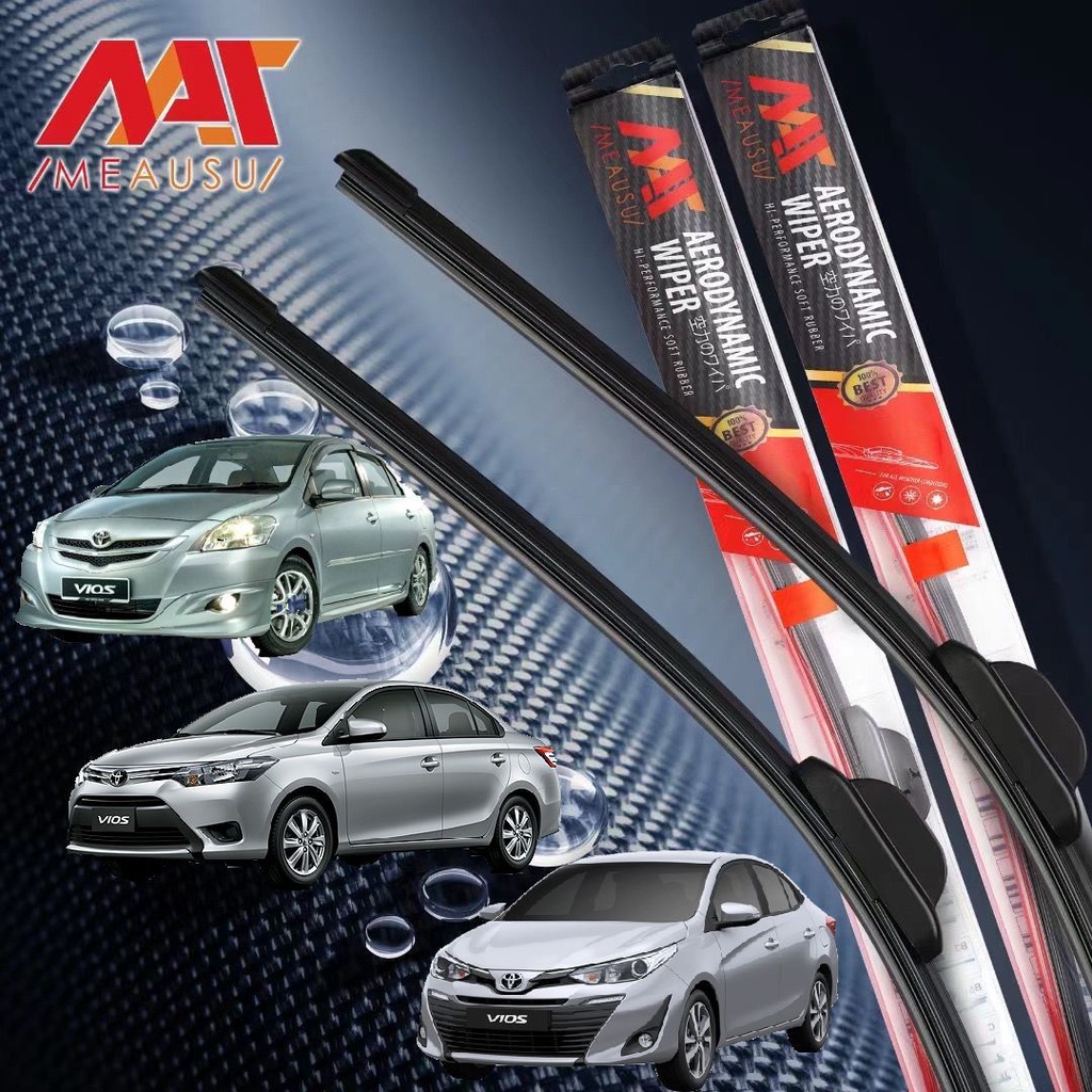 MEAUSU TOYOTA VIOS WIPER BLADE SET 2008 - 2022 JAPAN TECHNOLOGY 14’’ / 24’’ NCP93 NCP150 NSP151 ...