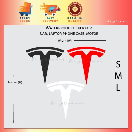 [D2] Tesla logo reflective sticker car stiker kereta ev waterproof ...