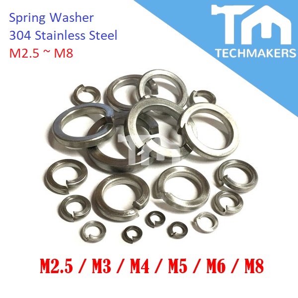 Spring Washer Split Lock M2.5 M3 M4 M5 M6 M8 304 Stainless Steel DIN 127 TechMakers | Shopee ...