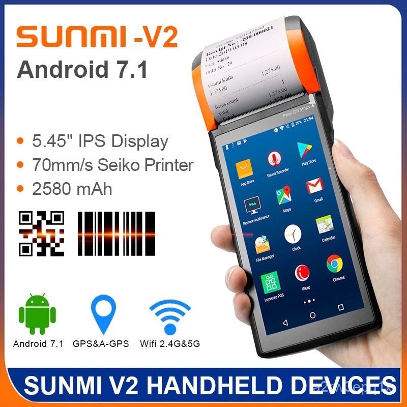 Sunmi V2 4G WiFi Android 7.1 PDA POS Thermal Receipt Printer Support ...