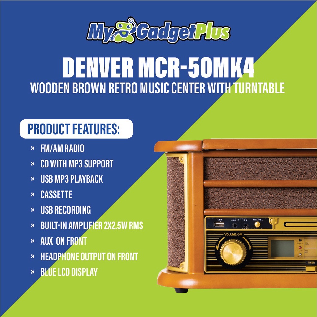 DENVER Classic Vintage Retro 6-in-1 Record Player, Home Audio Centre, 3 ...