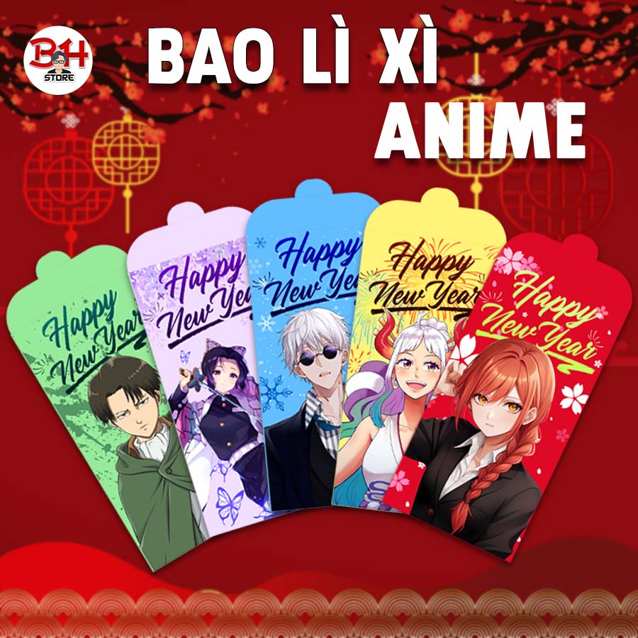 Set of 6 Red Packets CNY 2023 Anime - Chainsaw Man, One Piece, Jujutsu ...