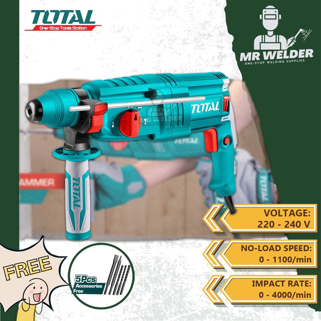 TOTAL 3 MODE 950W / 800W ROTARY HAMMER DRILL HACKER IMPACT DRILL Chisel ...