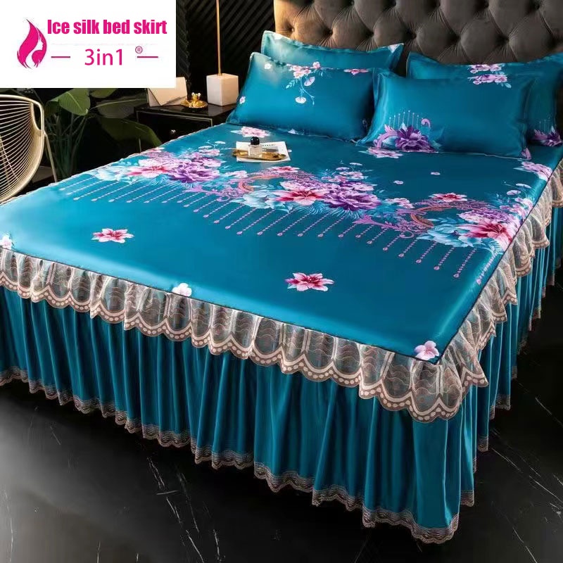 Summer Ice Silk 3 In1 Set Cadar Bedsheet Ropol Single/Queen /King Size ...