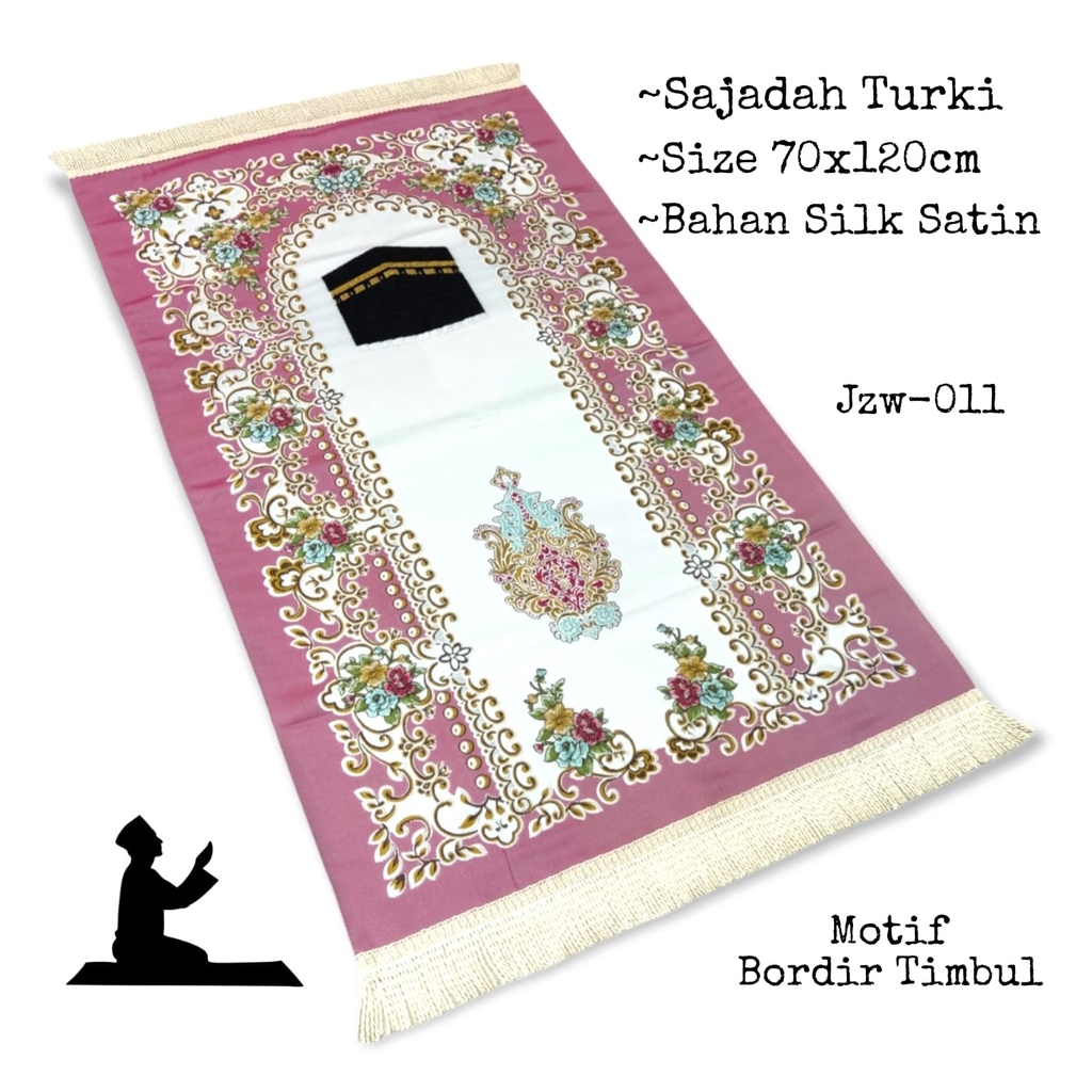Turkish Prayer Prayer Prayer Mat Embroidered Premium Silk Satin ...