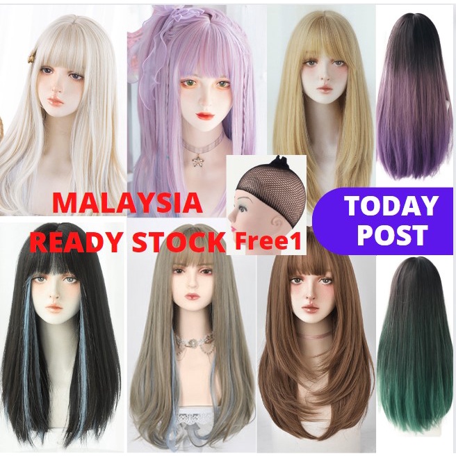 Malaysia READY STOCK long wig lolita Simple Long Straight Hair ...