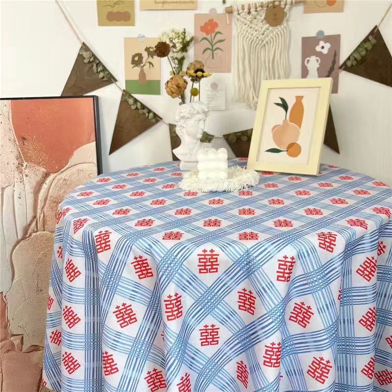 Chinese Style Wedding rectangle Red Table Cover Water-proof Coffee ...