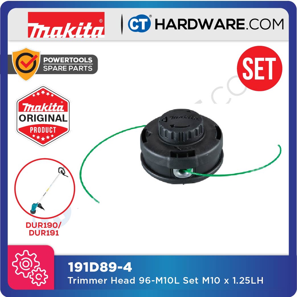 MAKITA 191D89-4 GRASS TRIMMER HEAD 96-M10L SET M10 X 1.25LH FOR DUR190 ...