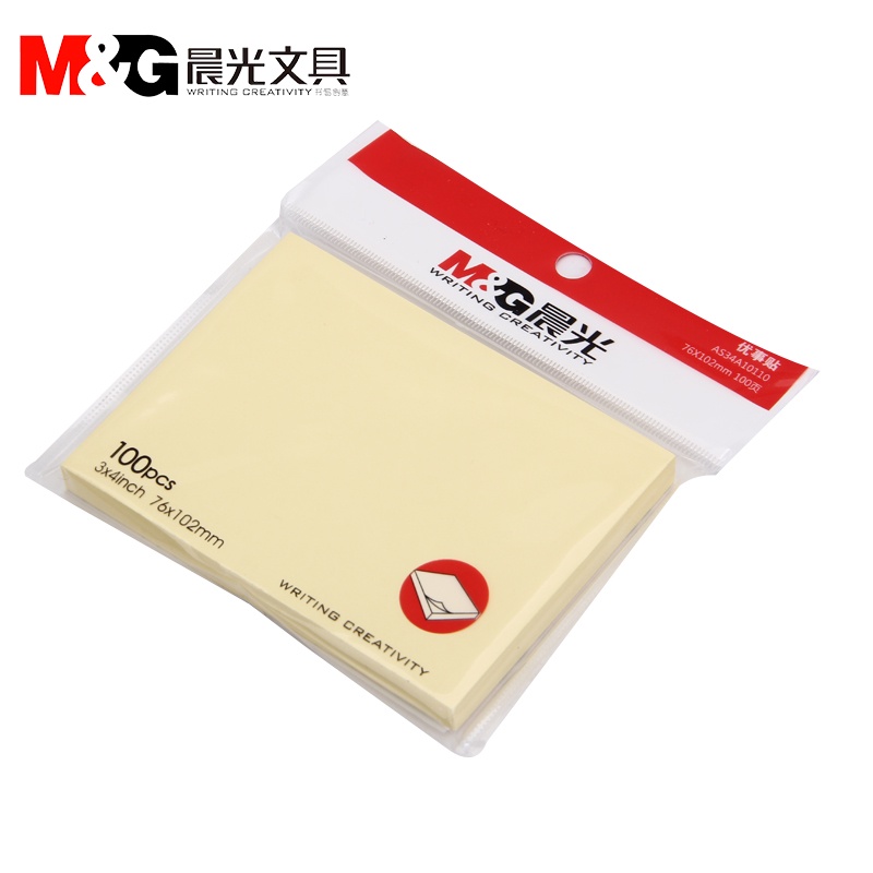 M&G Sticky Note Classic Yellow Colour Stick Memo Pad 100 Sheets ...