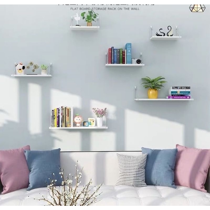 Floating Wall Shelf Rack Display Rak Buku Dinding Gantung Floating Rack ...