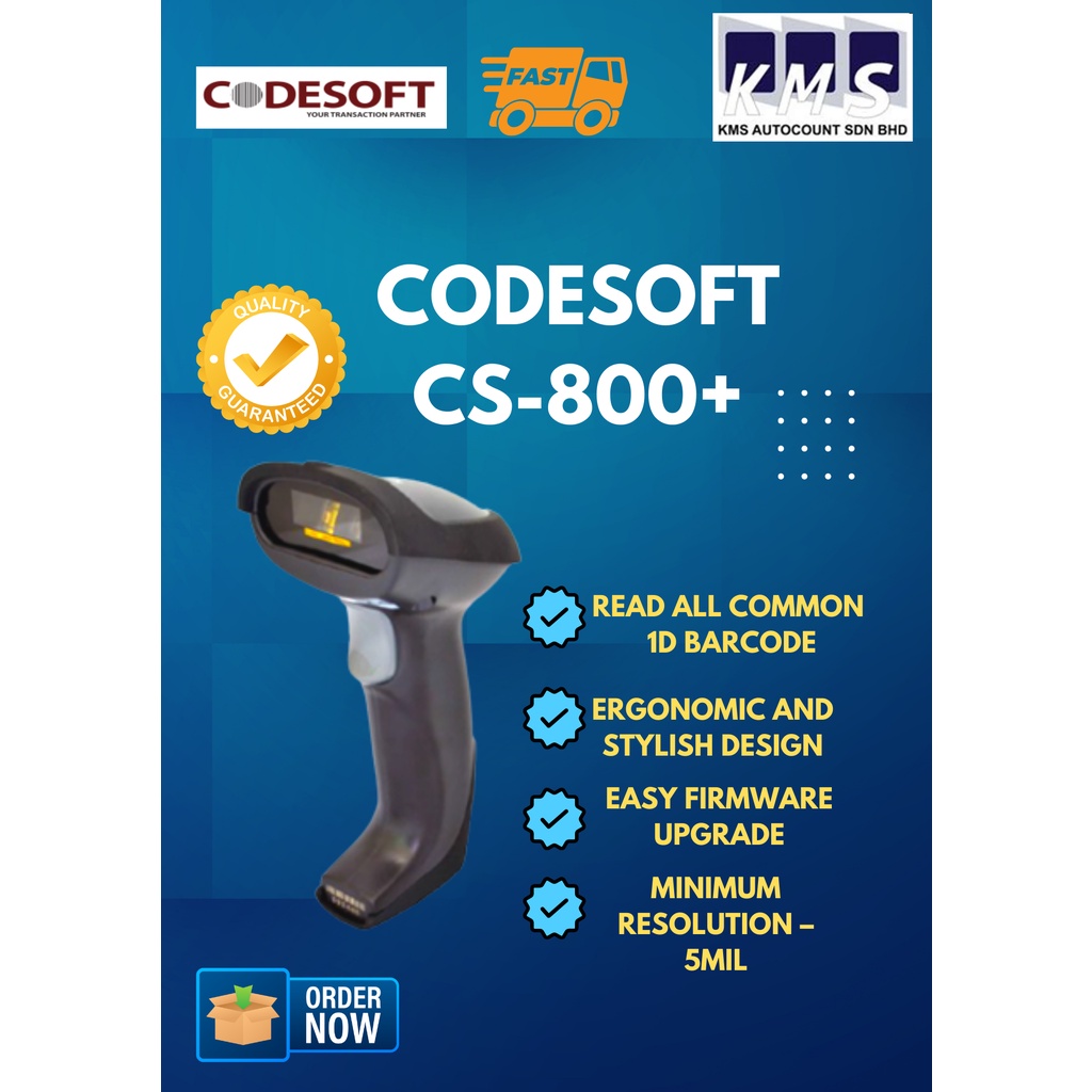 Code Soft CS-800 Plus Laser Scanner KBW/USB/RS232 (read 4mil) | Shopee ...