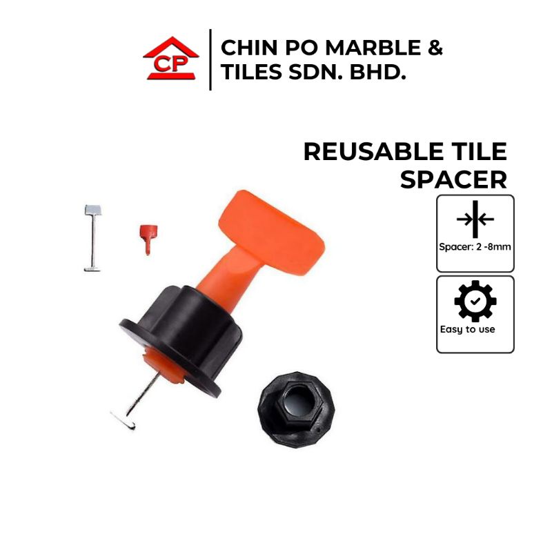 REUSABLE TILE SPACER WITH WRENCH TILE POSITIONING SYSTEM LEVELER T-LOCK ...