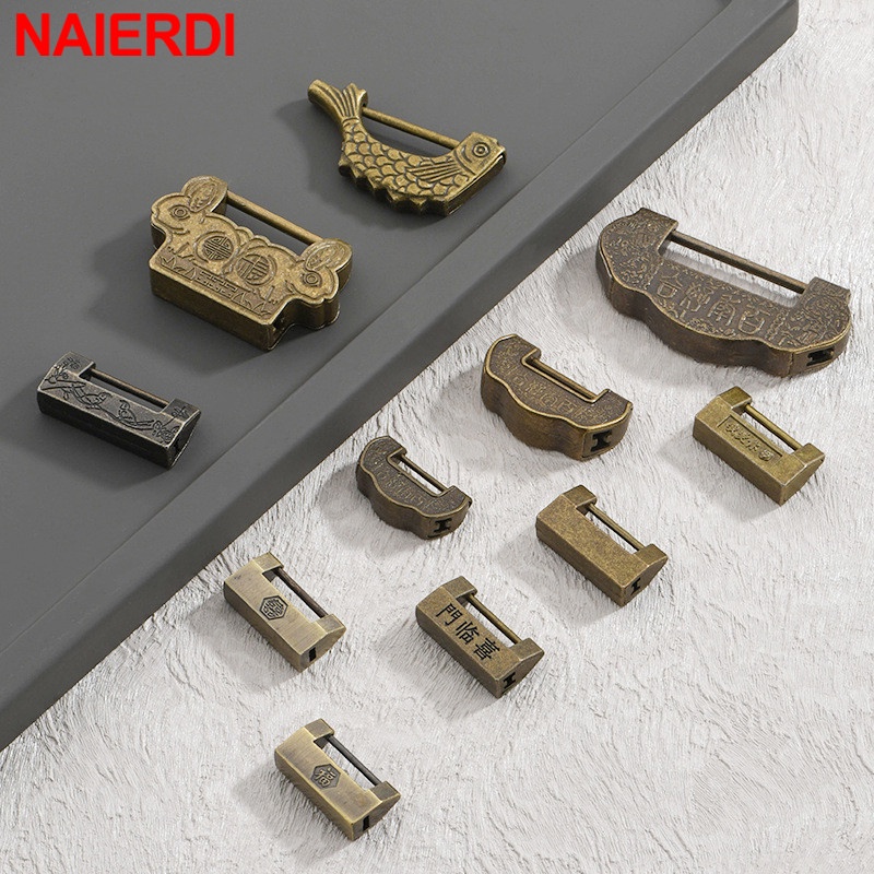 NAIERDI 11 Type Decorative Vintage Chinese Lock Antique Retro Padlock ...
