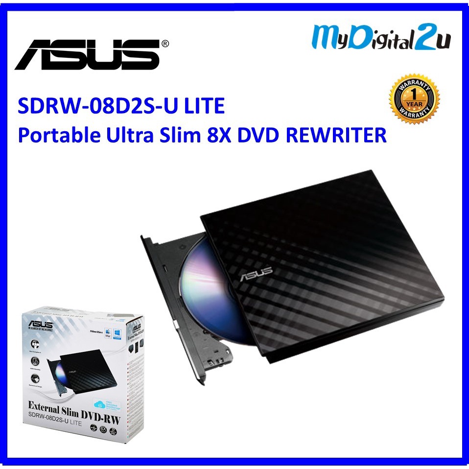 Asus SDRW-08D2S-U LITE - portable 8X Slim External Drive - Black ...