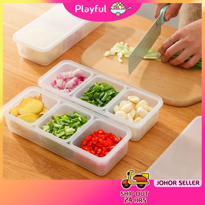 【PLAYFUL】Food Storage Container Refrigerator Fresh-keeping Box Three ...