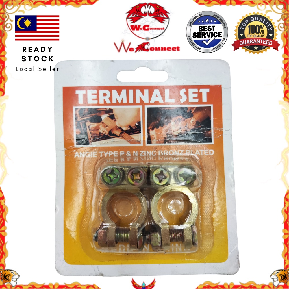 WeConnect Universal Car Battery Terminal Clamp Clips Connector Copper Kepala Bateri 005 Positive ...