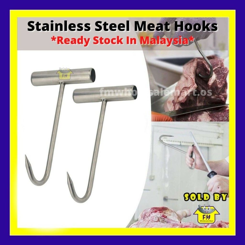 Stainless Steel Meat Double Hooks Long Handle / Stainless Steel T Hooks ...