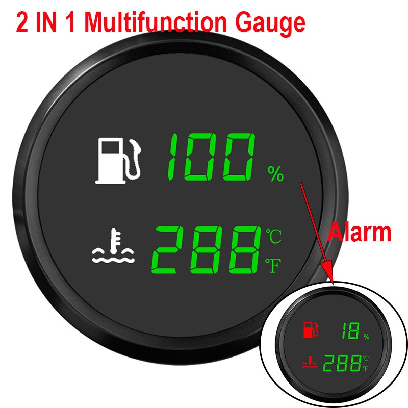 Fuel Level Gauge Water Temp Meter 2 In 1 Multifunction Gauge Water level Voltmeter Sewage Level ...