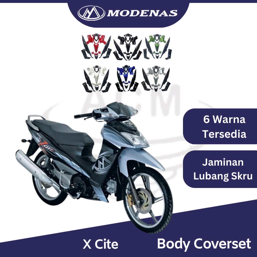 MODENAS 100% Original X Cite Full Body Cover Set Kit Color Parts Bodyset Coverset XCITE 130 ...