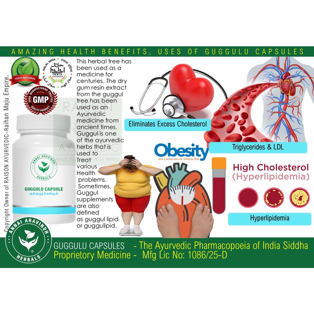 GUGGULU CAPSULES 30 Nos- The Ayurvedic Pharmacopoeia of India Siddha ...