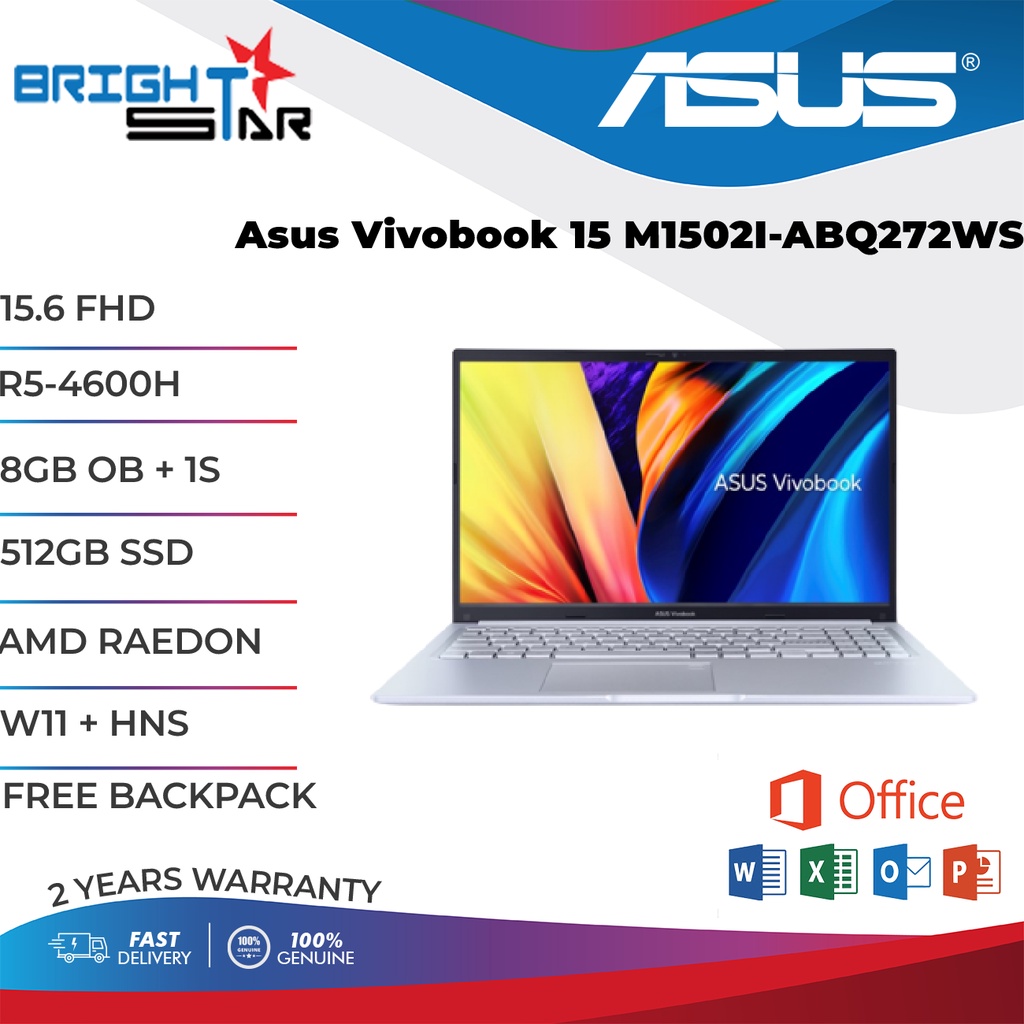 Asus Vivobook 15 M1502I-ABQ272WS（15.6 FHD / R5-4600H / 8GB OB + 1S ...