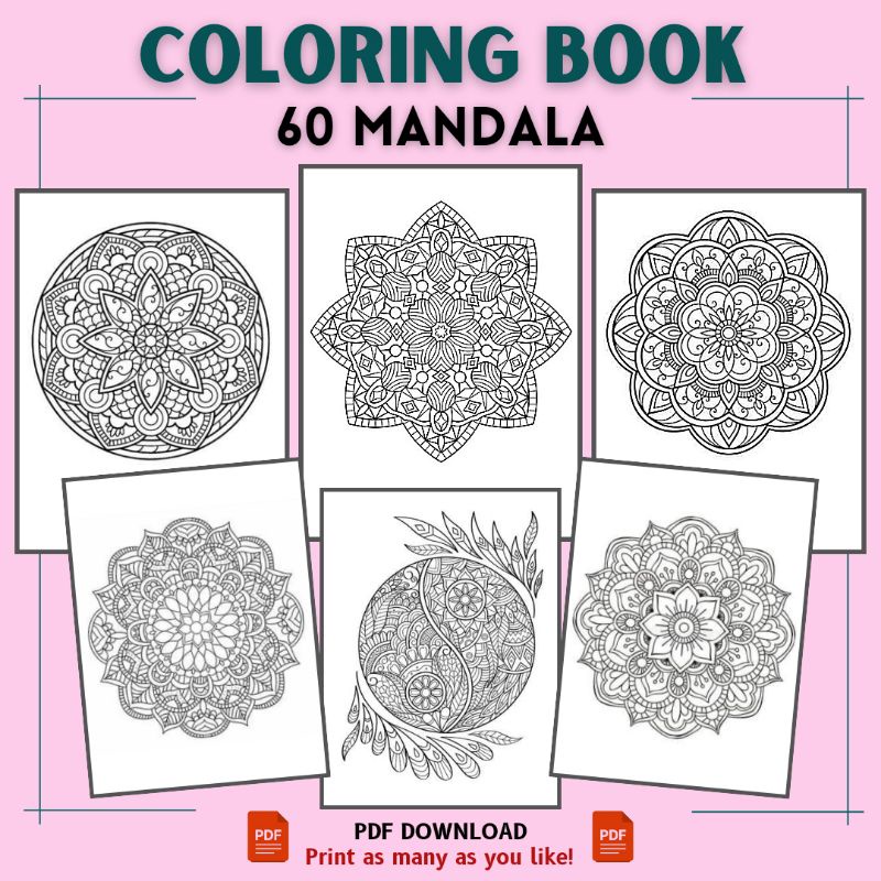 [PDF] 60 Pictures MANDALA Patterns - Printable Coloring Book For Kids ...