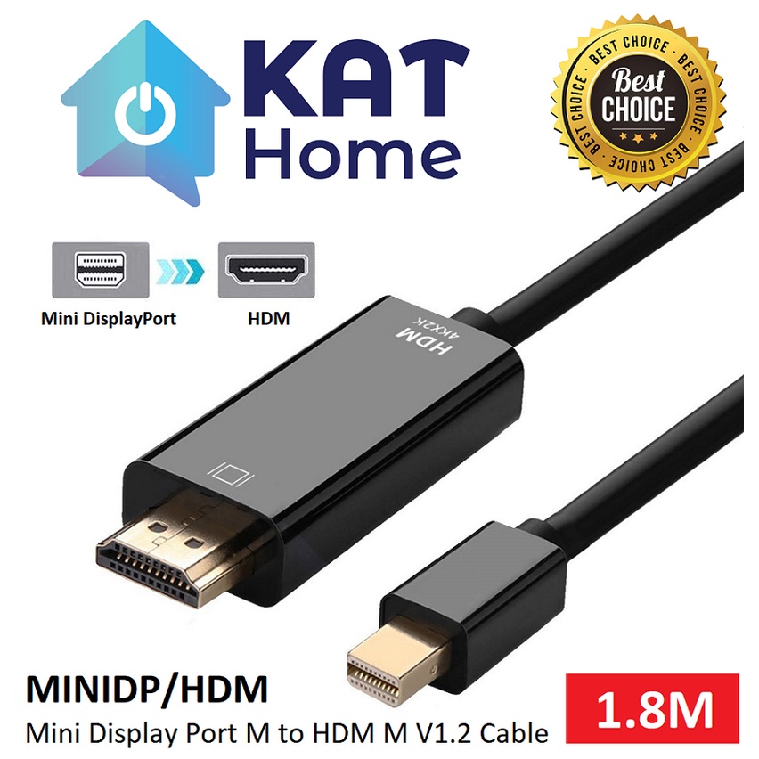 MINI DISPLAY PORT ADAPTER CONVERTER CABLE MALE TO HDM HD MALE V1.2 / TO ...