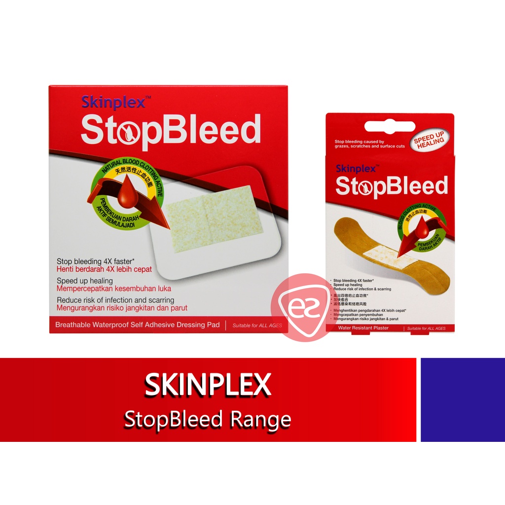 Skinplex StopBleed ( Plaster 25 X 72mm 5 Strips / Dressing Pad 80 X ...