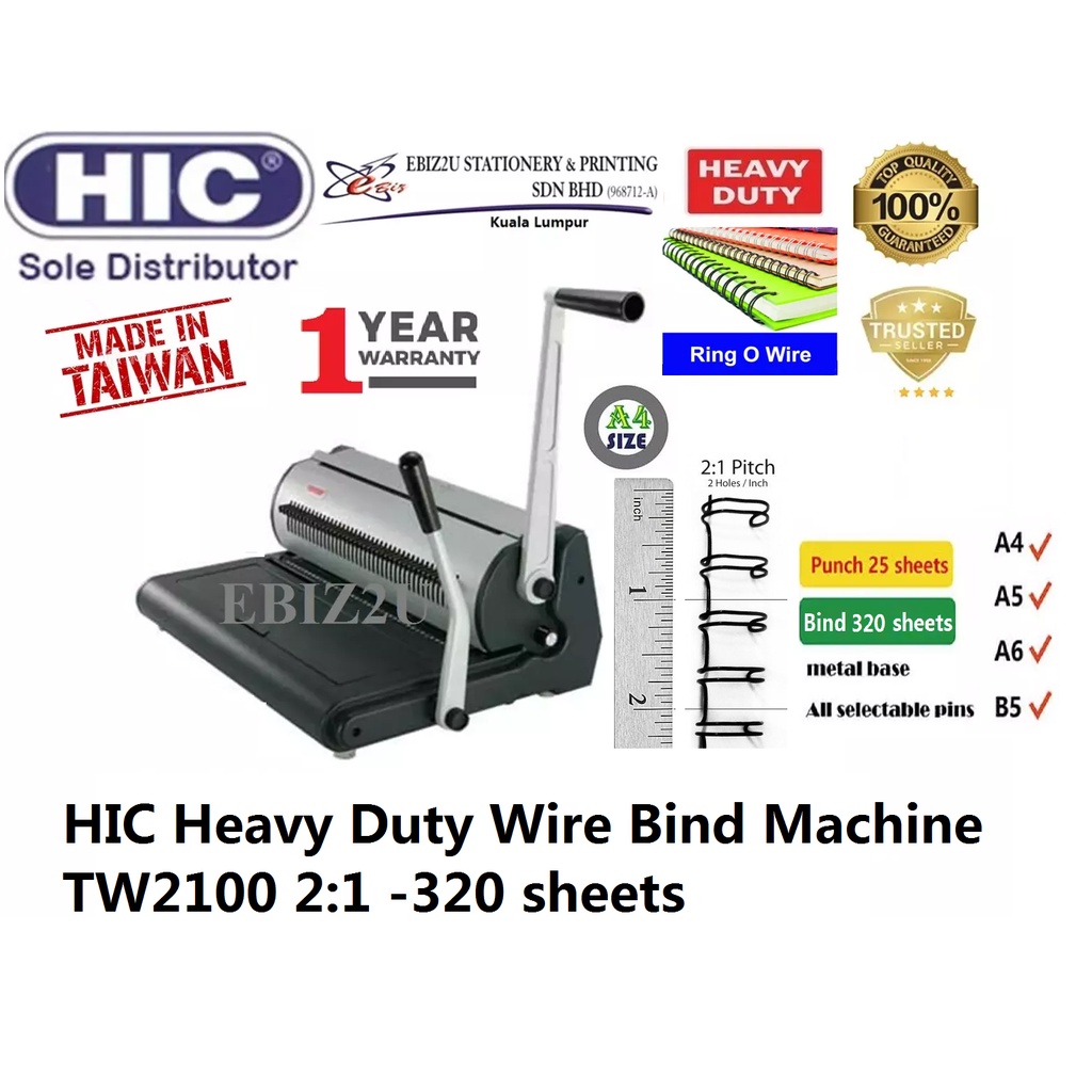 Gold Bond HIC Heavy Duty Wire Bind Machine TW2100 2:1 -320 sheets Wire ...
