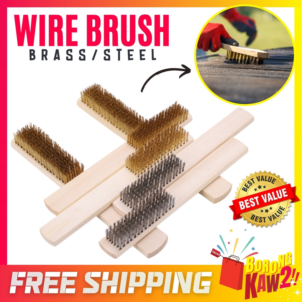Brass / Steel Wire Brush Wooden Handle Brush Metal High Density ...