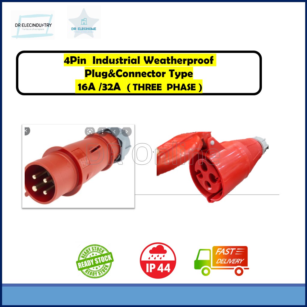 Industrial Plug Socket And Connector Type 4Pin 5Pin 16A 32A IP44 TYP214/TYP224S/TYP215/TYP225 ...
