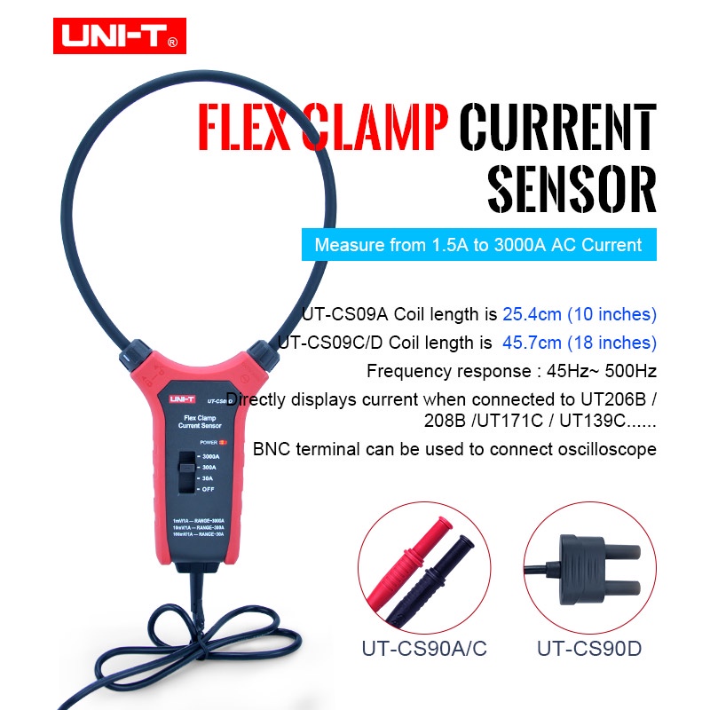 UNI-T UT-CS09D 3000A AC Current Flexible Clamp Meter Flex Clamp Sensor ...