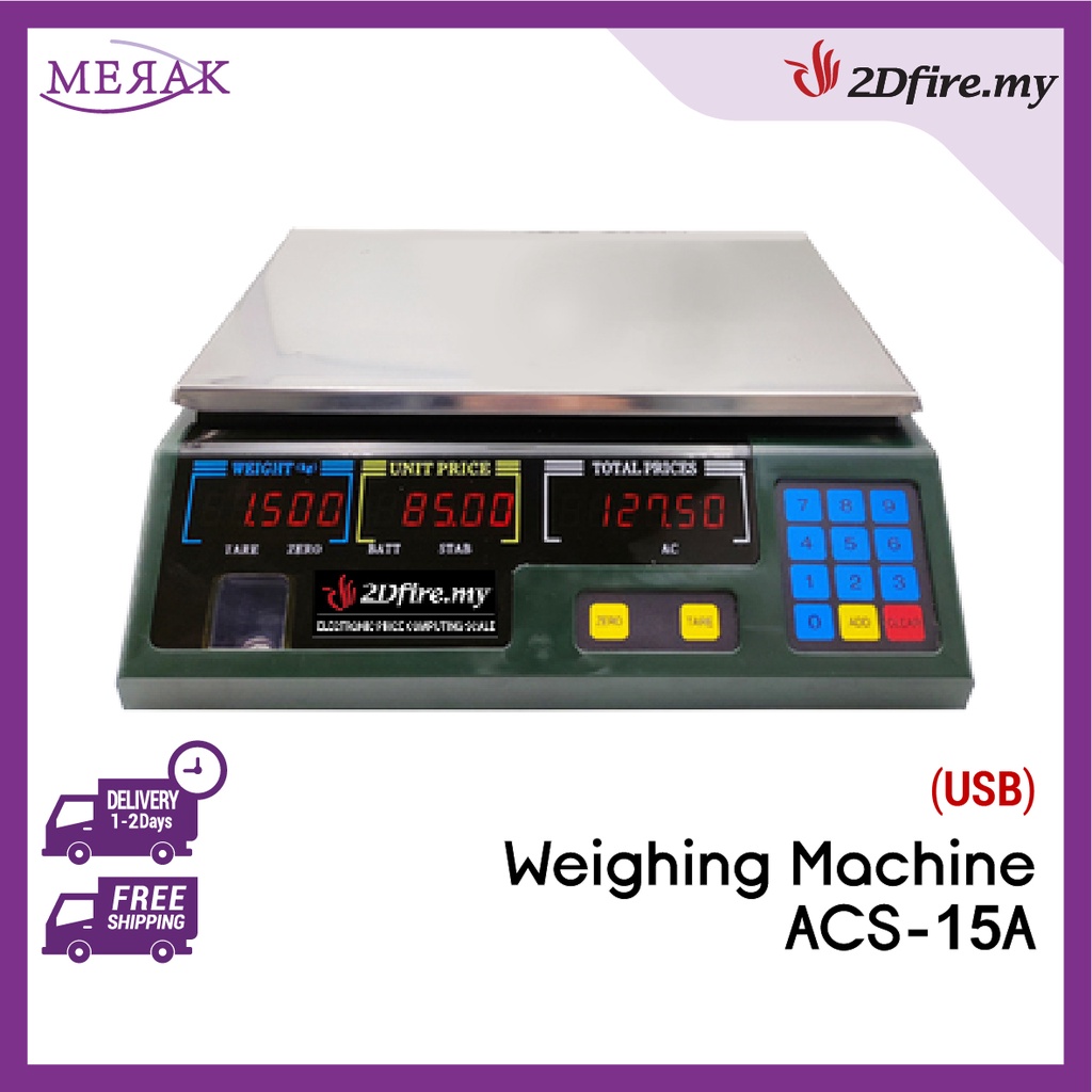 2Dfire Weighing Machine ACS-15A USB Electronic Scale Dual LED Display 15kg Scale Mesin Penimbang ...