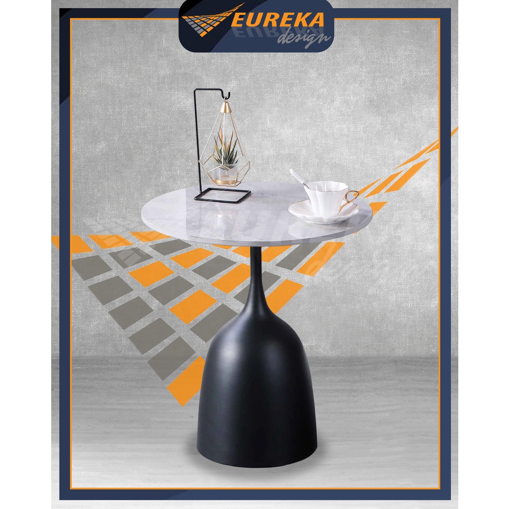 EUREKA Round Side Table Modern Ceramic Steel / Meja Sisi 1098 (Deliver ...