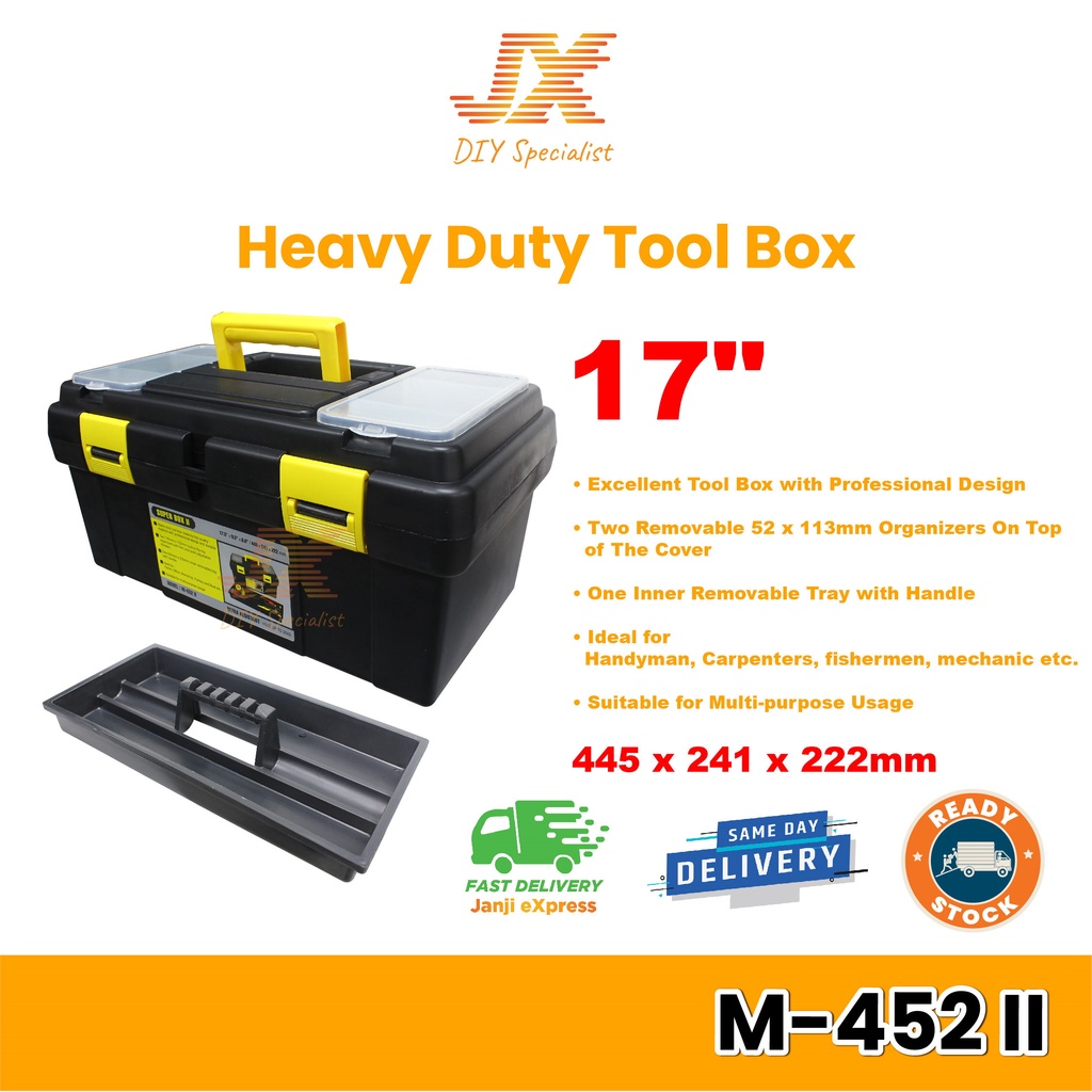 17 Inch Heavy Duty Quality Plastic Tool Box Hardware Multipurpose ...